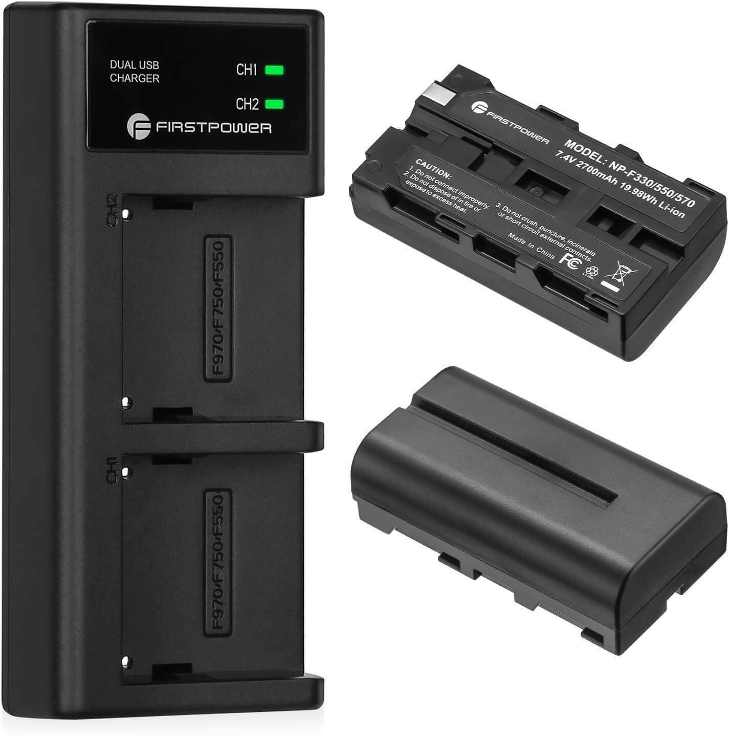 2 baterias NP-F550 de 2700 mAh y cargador dual | Costa Rica